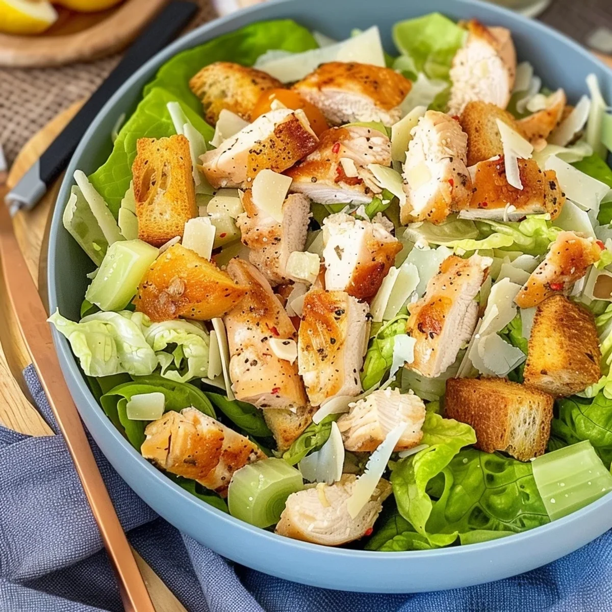 Original Caesar Salad mit Hähnchen einfach zubereiten - Haehnchenrezepte
